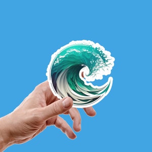 Circular Waves Sticker / Waves at the Beach Sticker / Waves Art Sticker ...