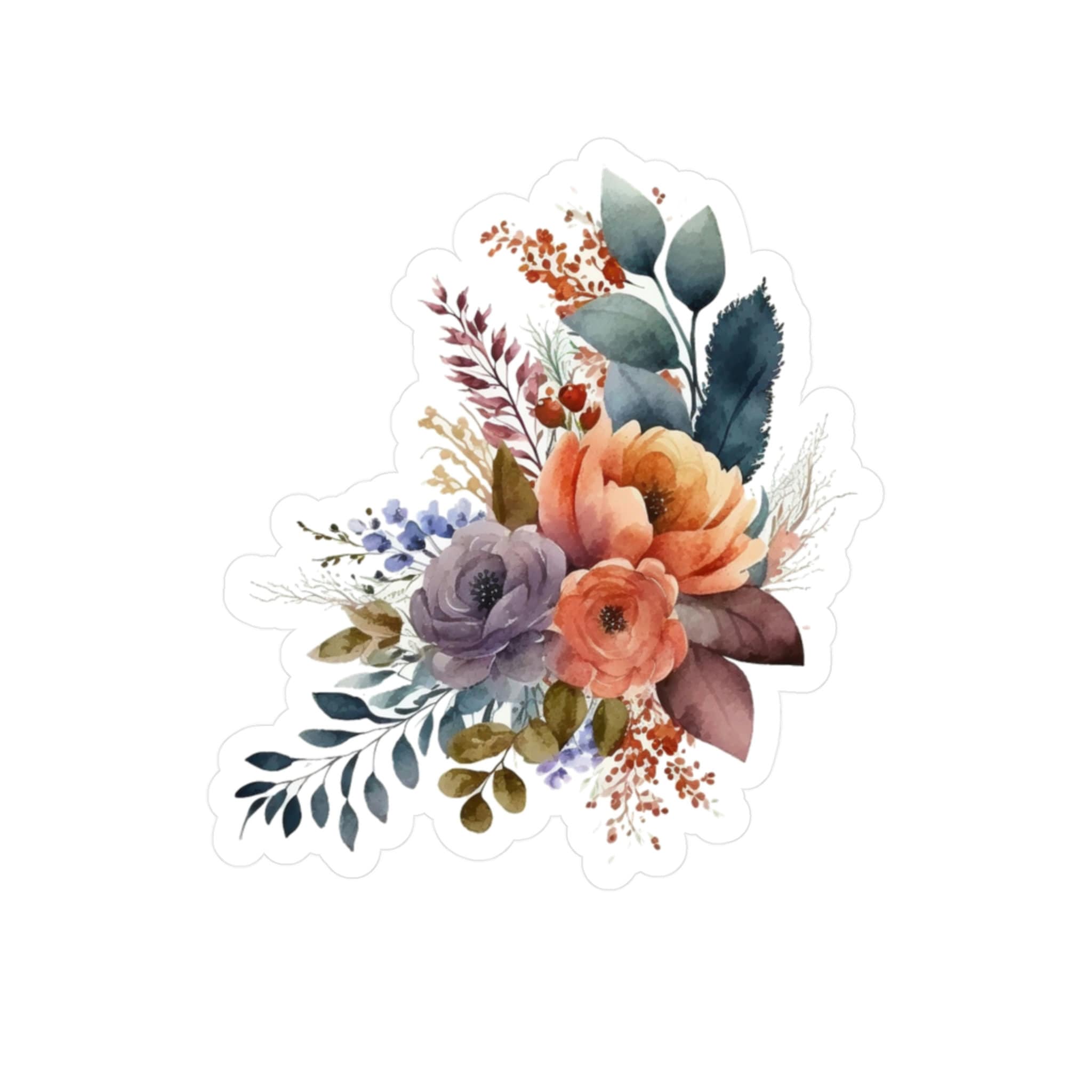 Watercolor Flowers Sticker / Watercolor Floral Sticker / Flower Bouquet ...