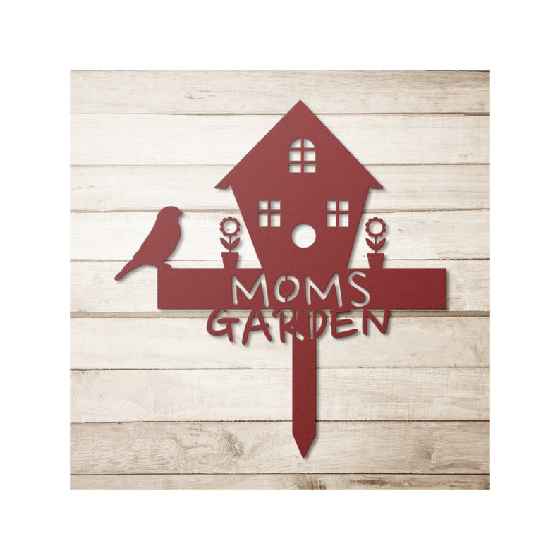 Custom Moms Garden Sign Metal With Birdhouse / Custom Garden Sign ...