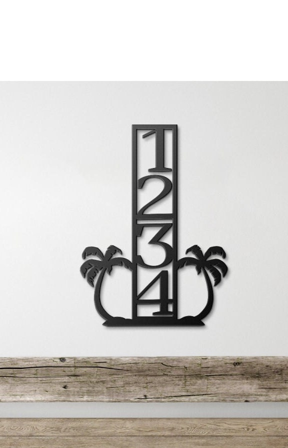 Custom Palm Tree House Number / Vertical House Number / Beach House ...