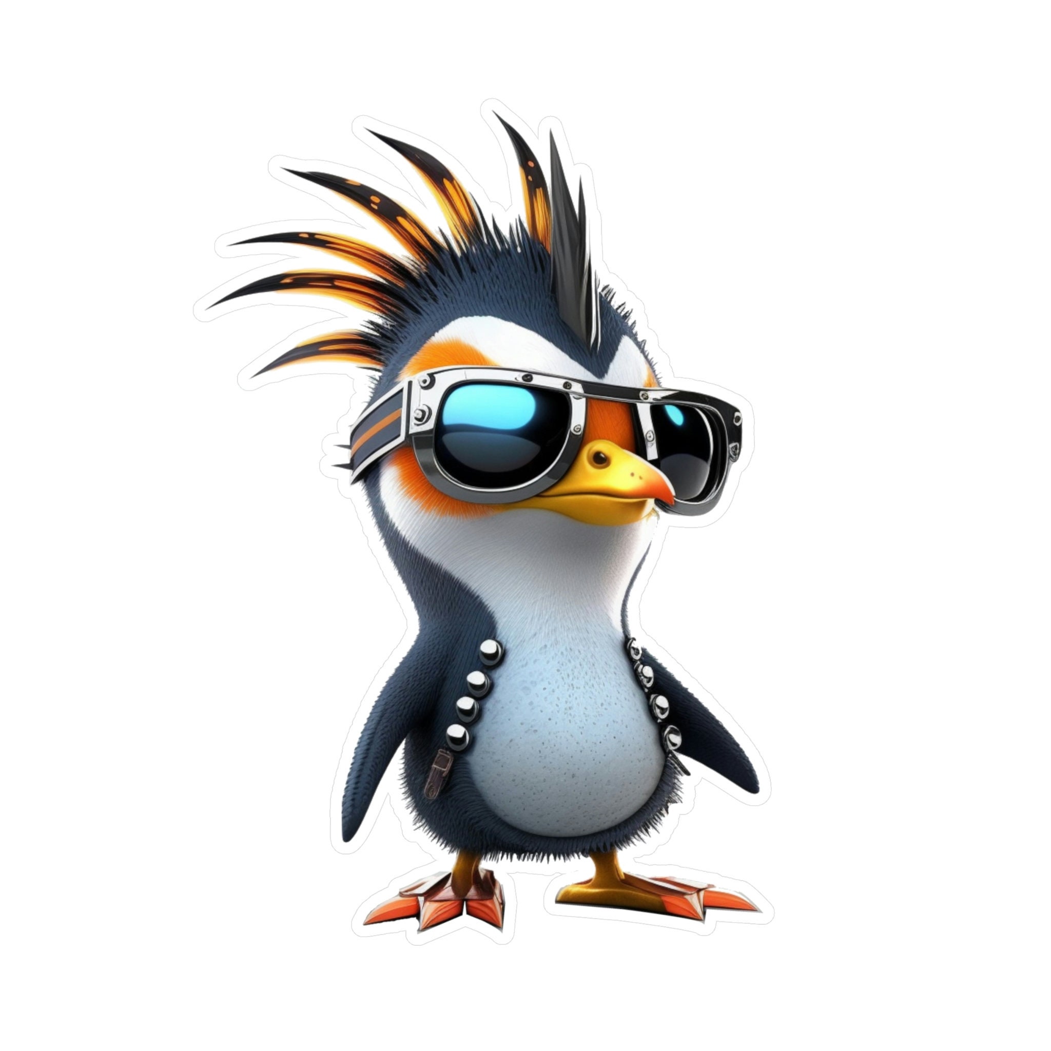 Cool Penguin Sticker / Penguin in Sunglasses Sticker / Water Bottle ...