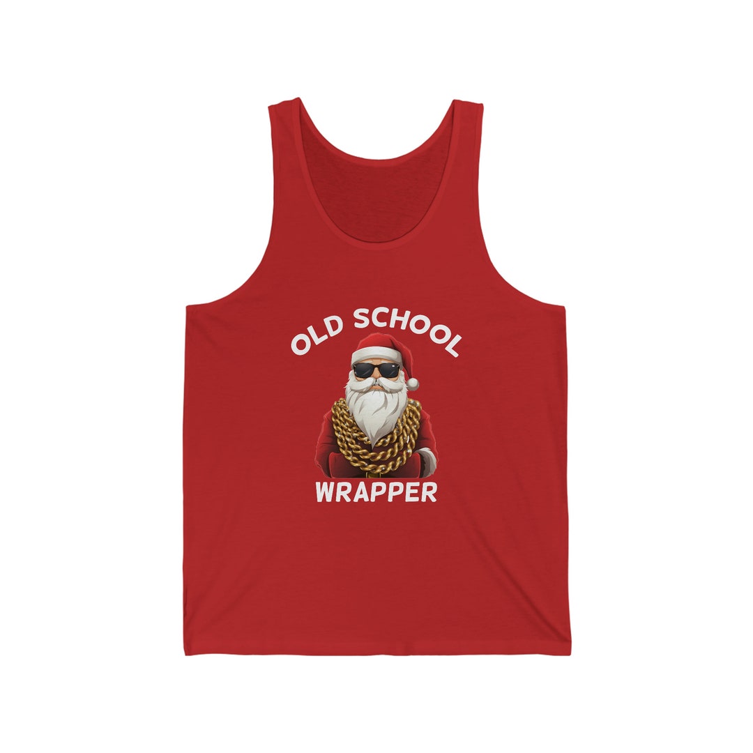 Old School Wrapper Tank Top, Funny Christmas Tank Top, Funny Santa Tank ...