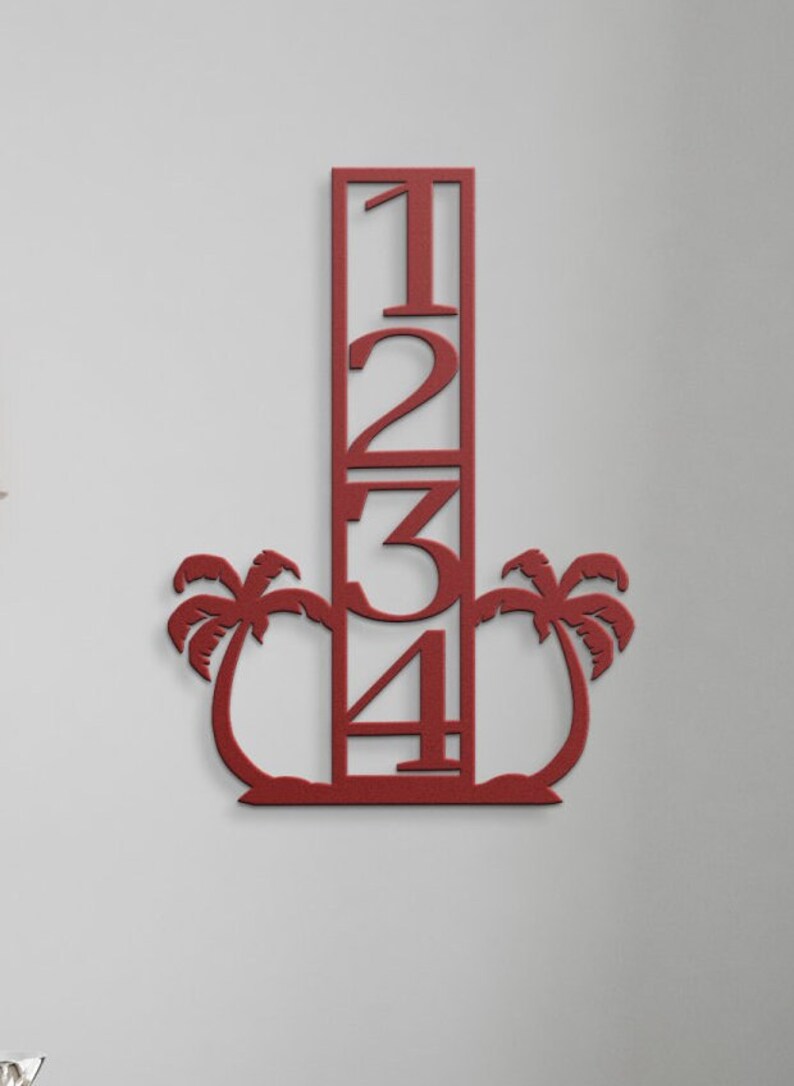 Custom Palm Tree House Number / Vertical House Number / Beach House ...