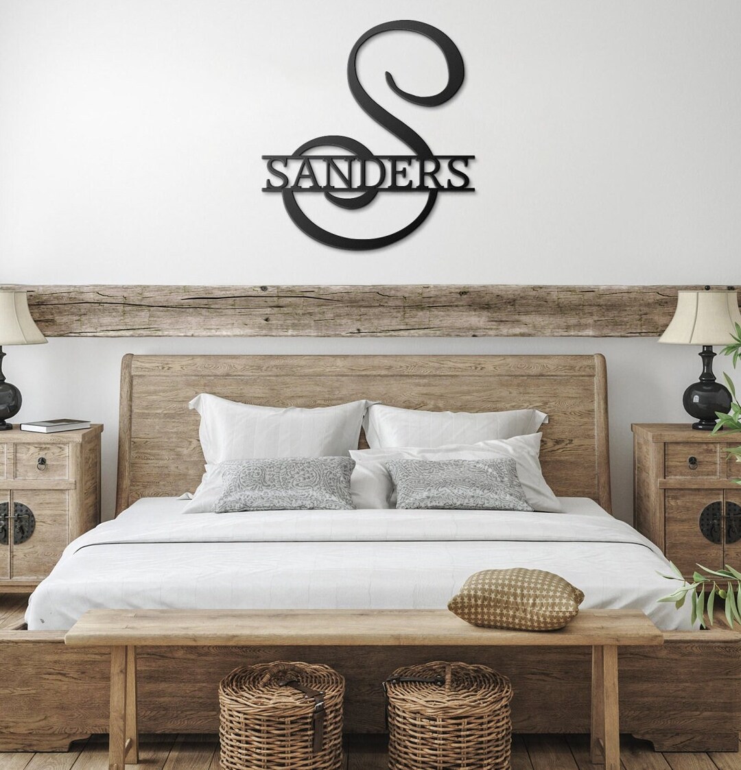 Cursive Custom Monogram Sign / Personalized Gate Sign / Family Name ...