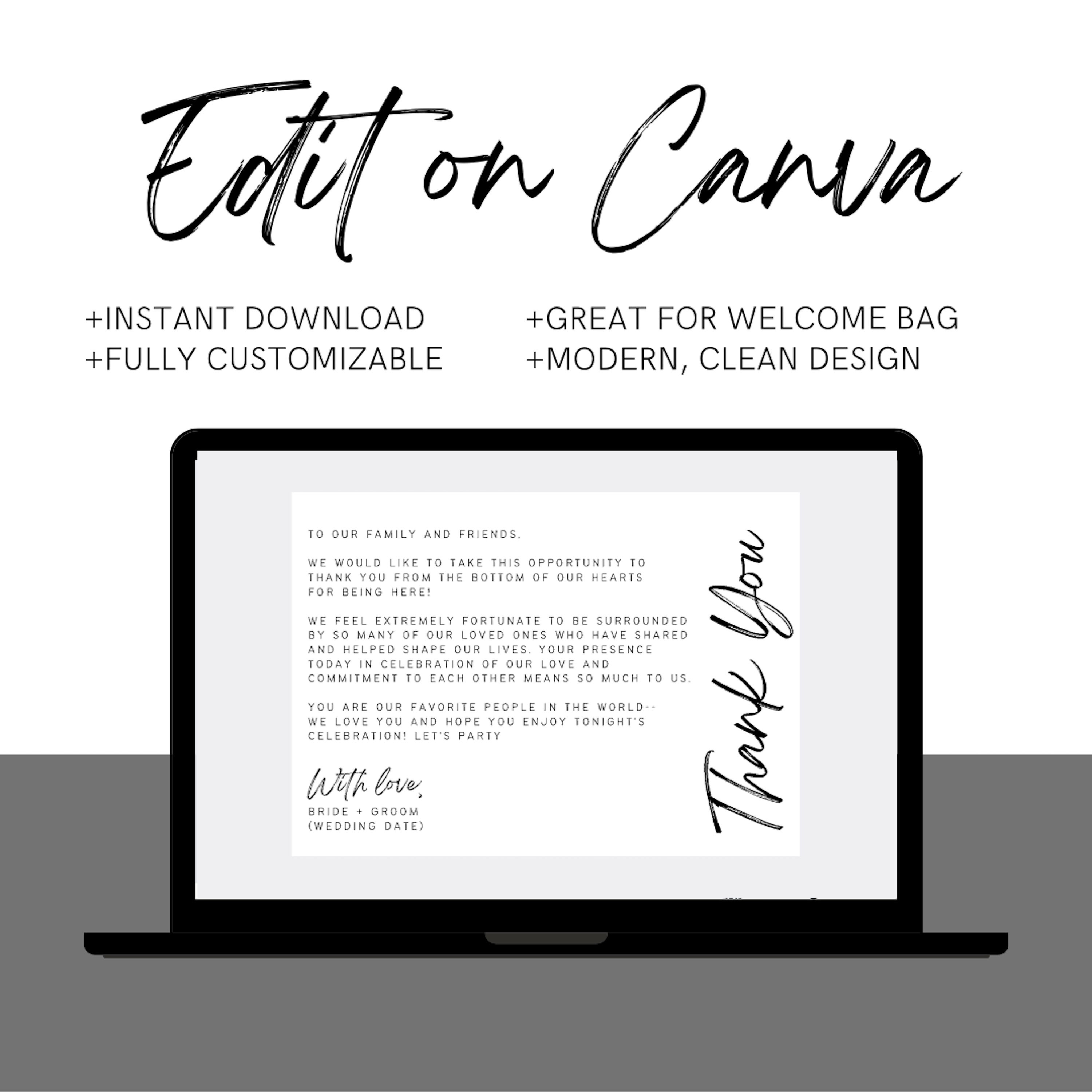 Minimalist Wedding Thank You Note to Guests From Wedding Couple for ...