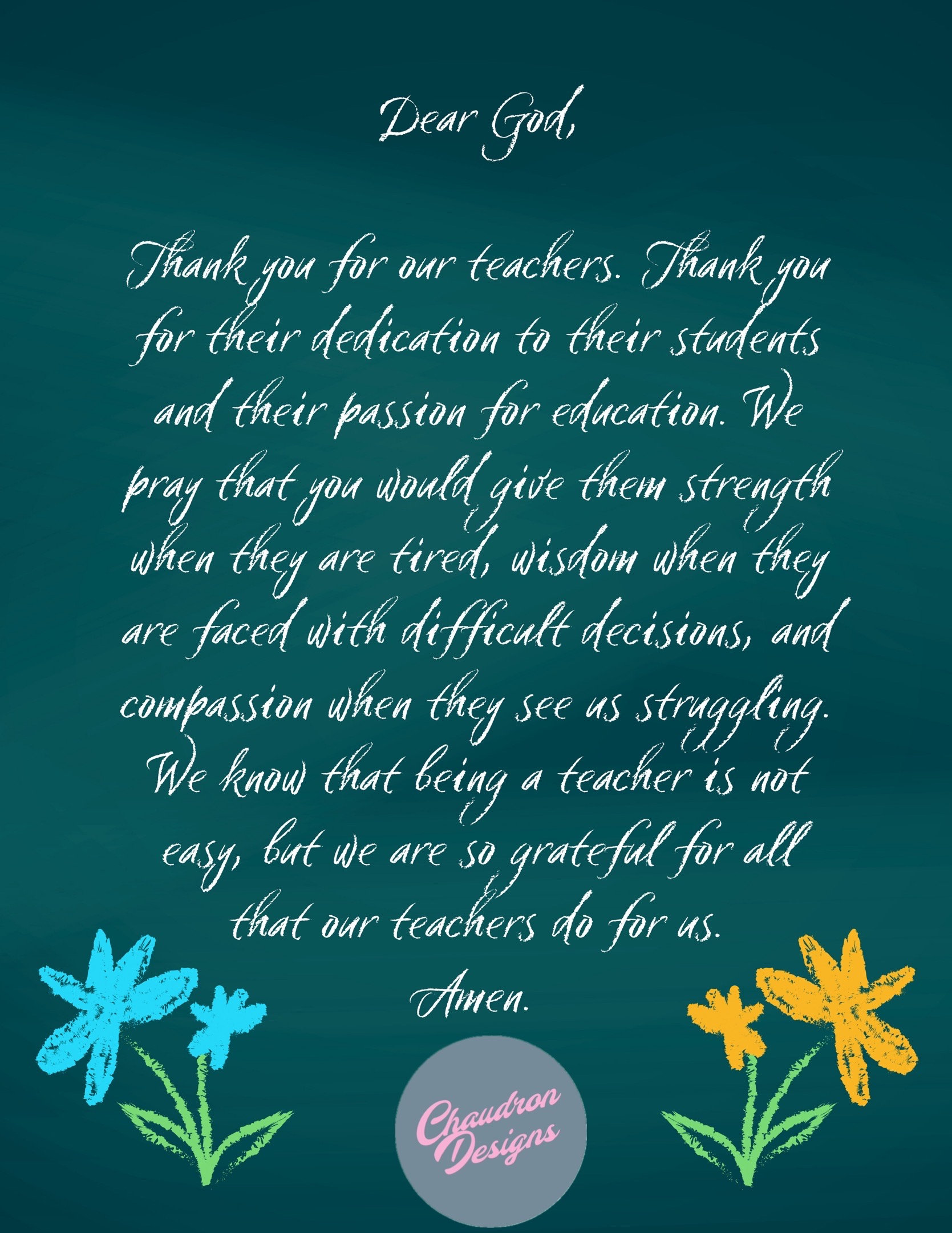 A Prayer of Appreciation for Teachers | Faith-based Digital Print ...