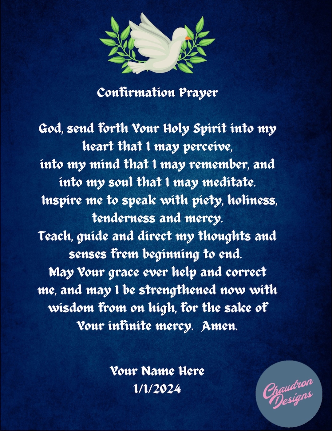 Confirmation Prayer, Unframed, Personalized, Confirmation Gift, Red or ...