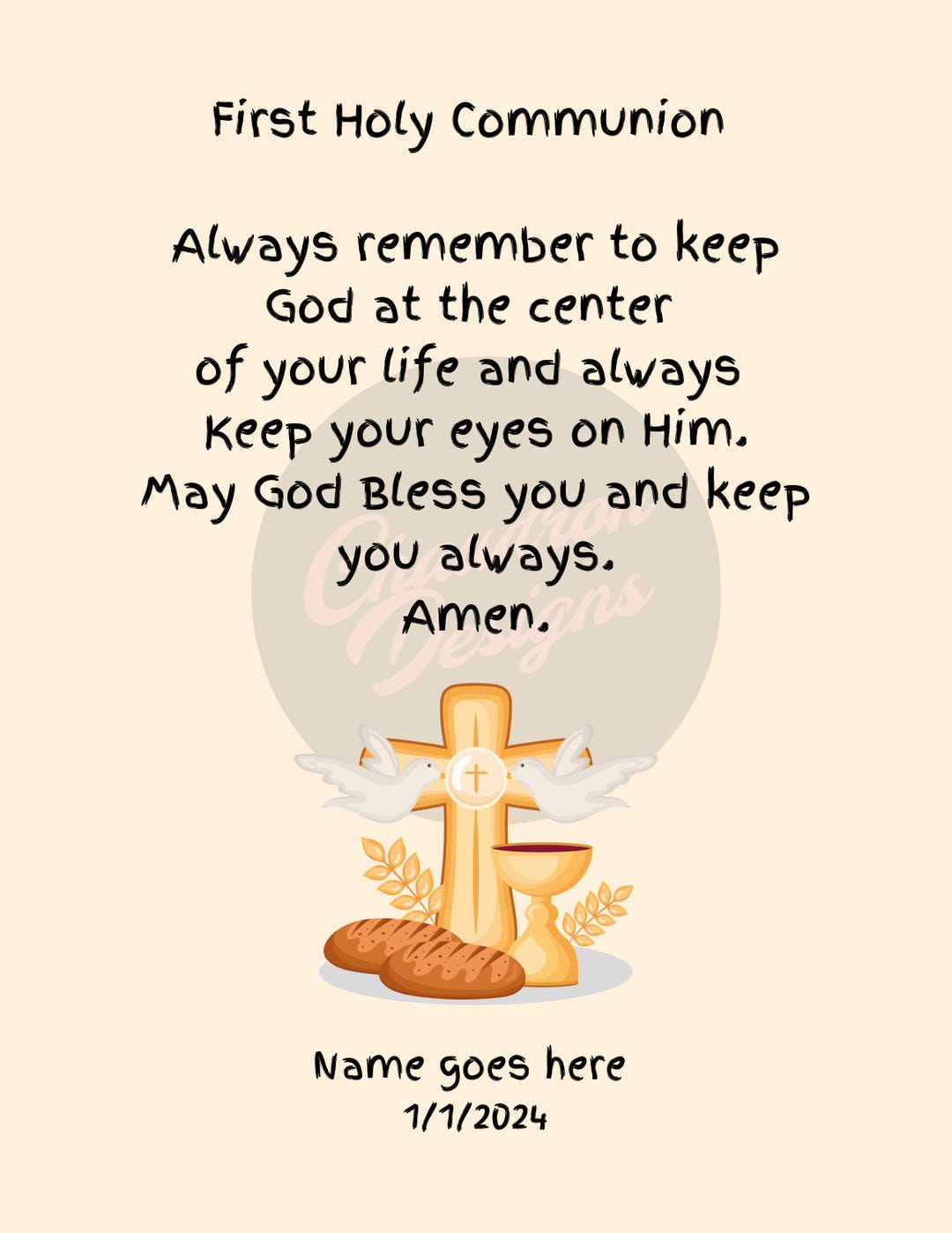 First Holy Communion Prayer | Personalized Digital Print | Catholic ...