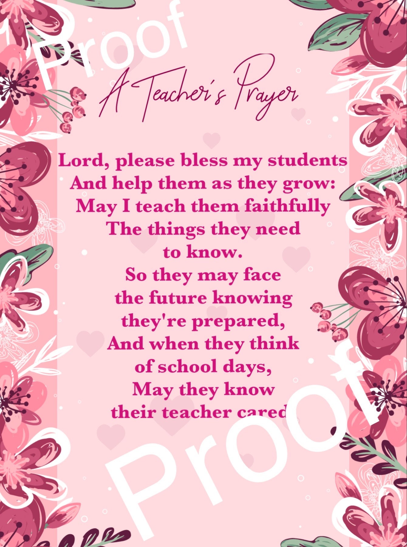 A Teacher's Prayer Poster, Unframed Digital Print - Etsy