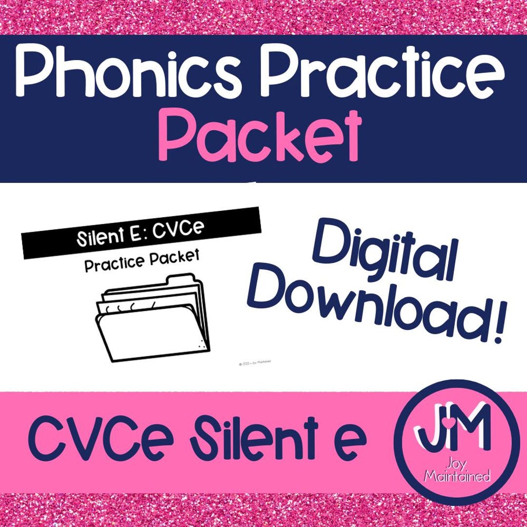 Cvce Practice Packet - Digital Download - Phonics Skills Worksheets ...