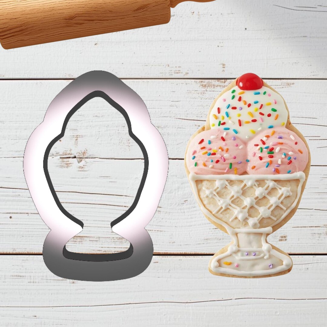Ice Cream Sundae Shaped Plastic Cookie Cutter - Polymer Clay Cutter ...