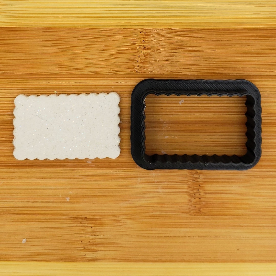 Scalloped Rectangle Shaped Plastic Cookie Cutter - Shapes Cutter ...