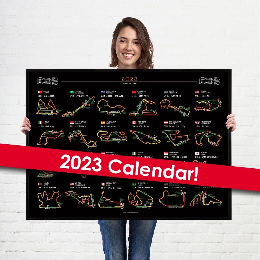 Formula One 2023 Calendar Canvas Print (F1 2023 Calendar) - Etsy