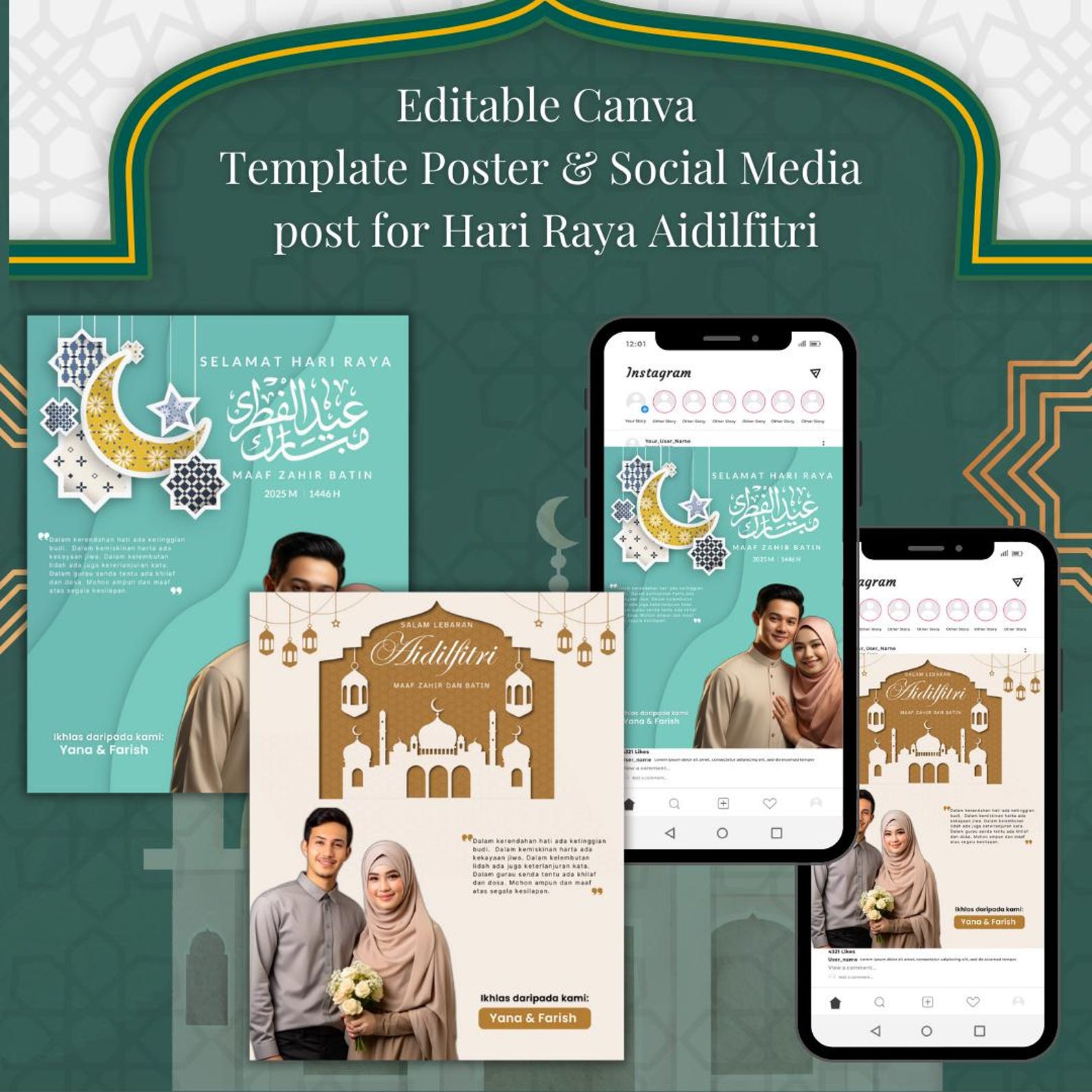 Editable CANVA Template Poster and Social Media for Hari Raya ...