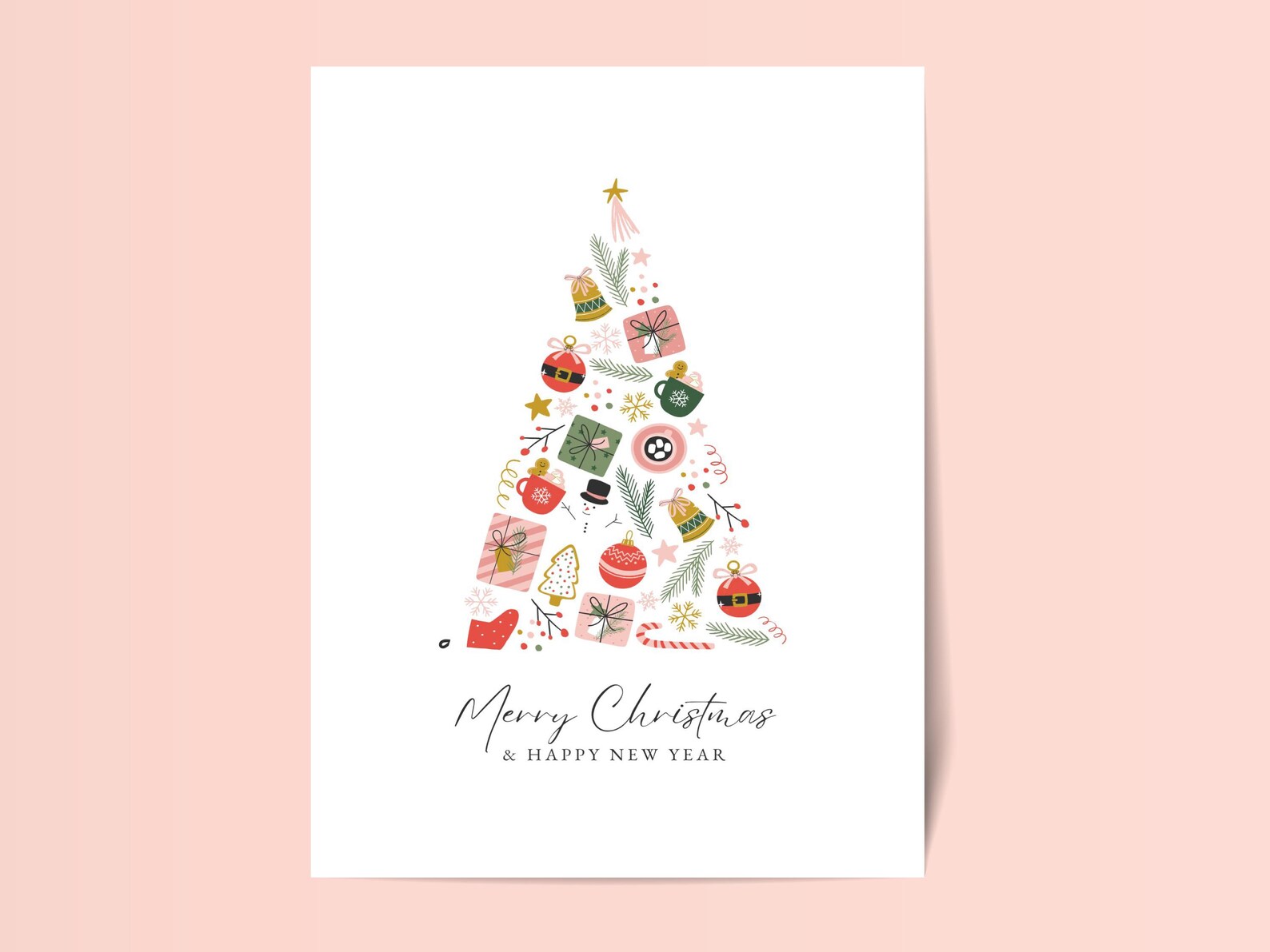 Printable Christmas Card Set – Holiday Snowman, Santa, Tree (digital ...