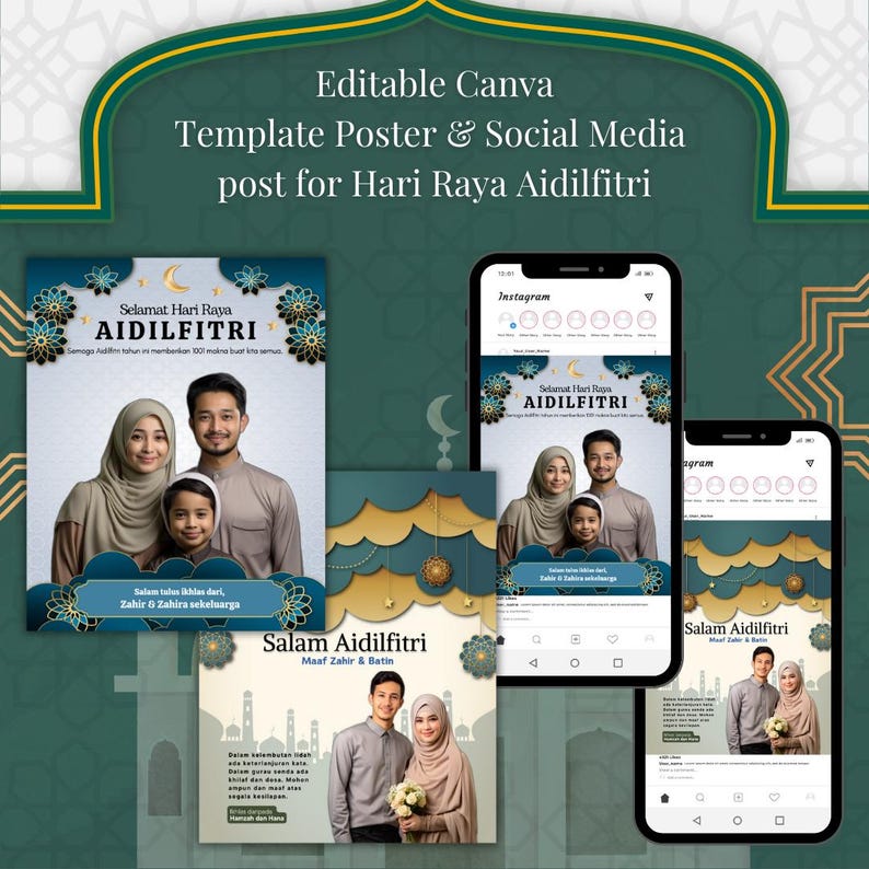 Editable CANVA Template Poster and Social Media for Hari Raya ...