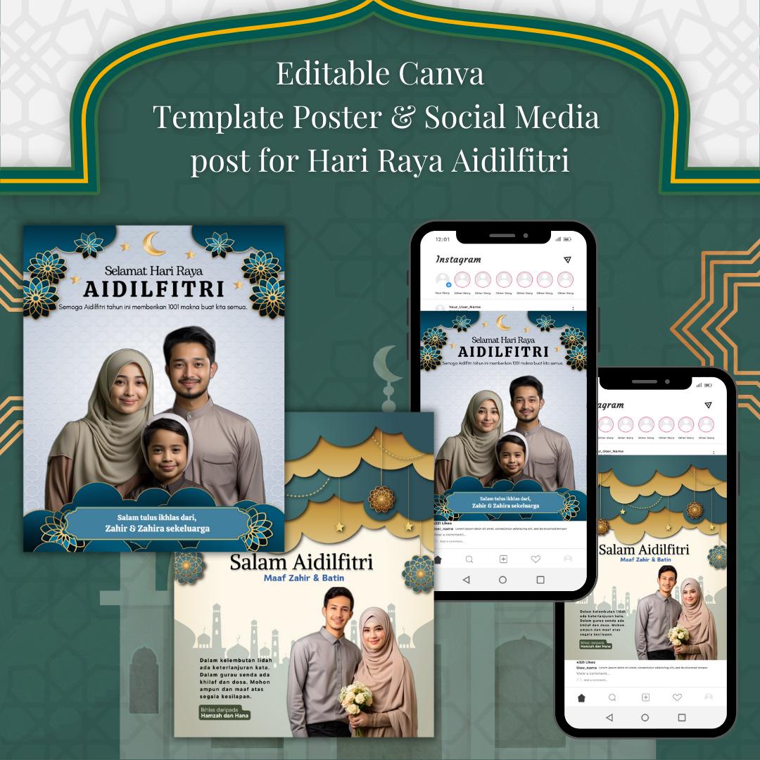 Editable CANVA Template Poster and Social Media for Hari Raya ...
