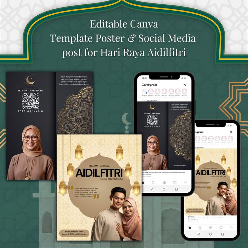 Editable CANVA Template Poster and Social Media for Hari Raya ...