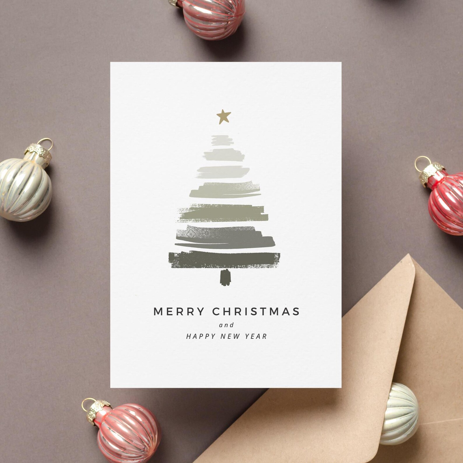 Printable Christmas Card - Modern Tree Design (digital Download) - Etsy