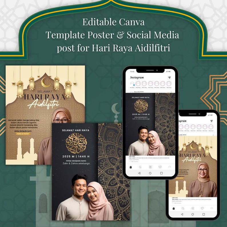 Editable CANVA Template Poster and Social Media for Hari Raya ...