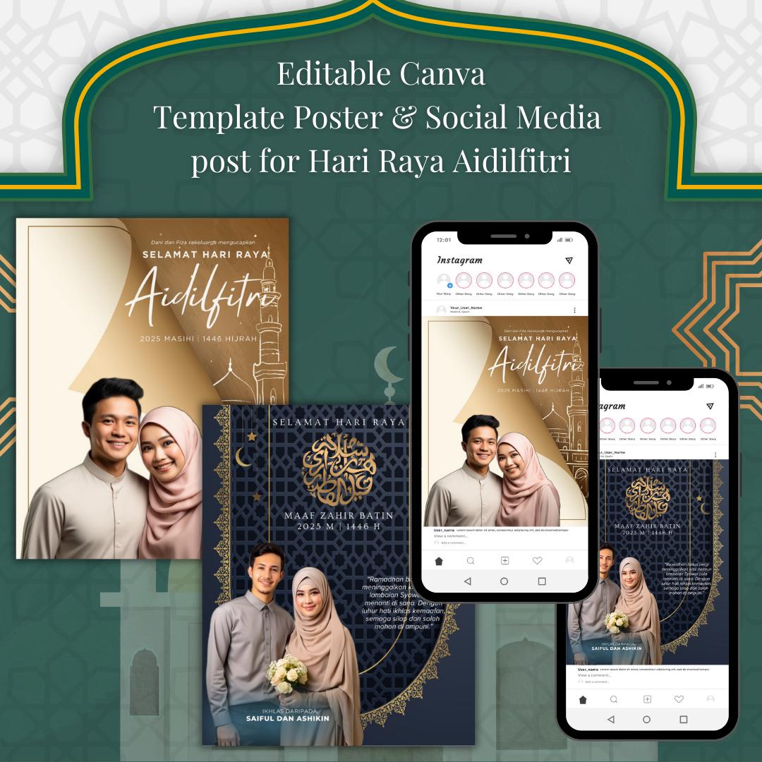 Editable CANVA Template Poster and Social Media for Hari Raya ...
