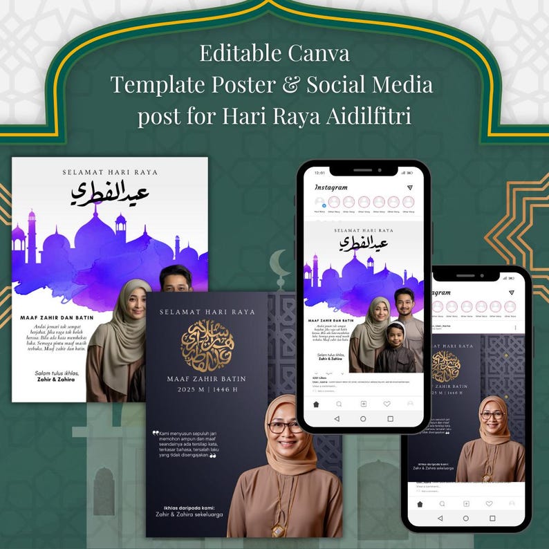 Editable CANVA Template Poster and Social Media for Hari Raya ...