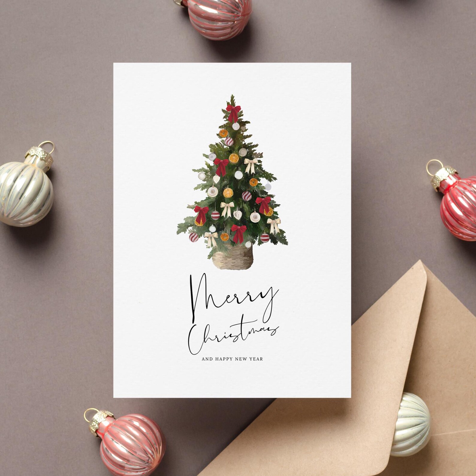 Floral Christmas Tree Card – Printable Holiday Card (digital Download ...