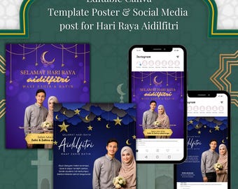 Editable CANVA Template Poster and Social Media for Hari Raya ...