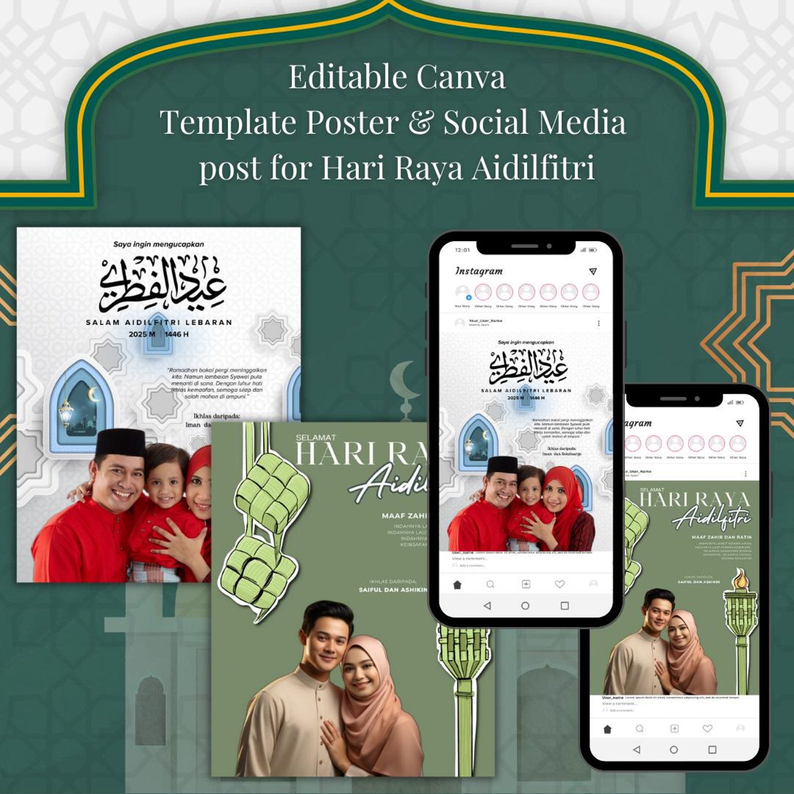 Editable CANVA Template Poster and Social Media for Hari Raya ...