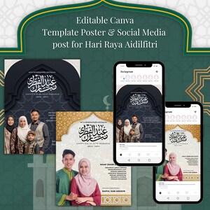 Editable CANVA Template Poster and Social Media for Hari Raya ...