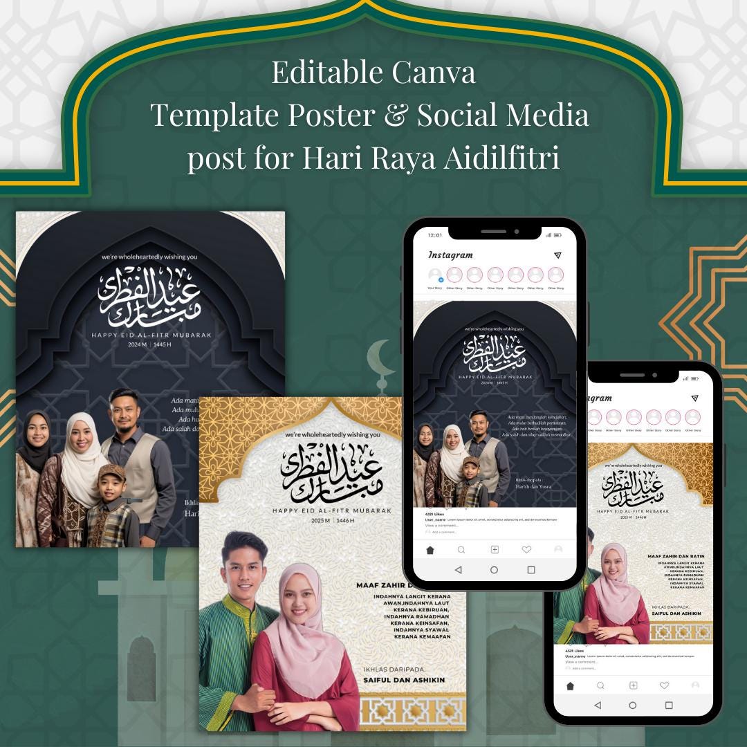 Editable CANVA Template Poster and Social Media for Hari Raya ...