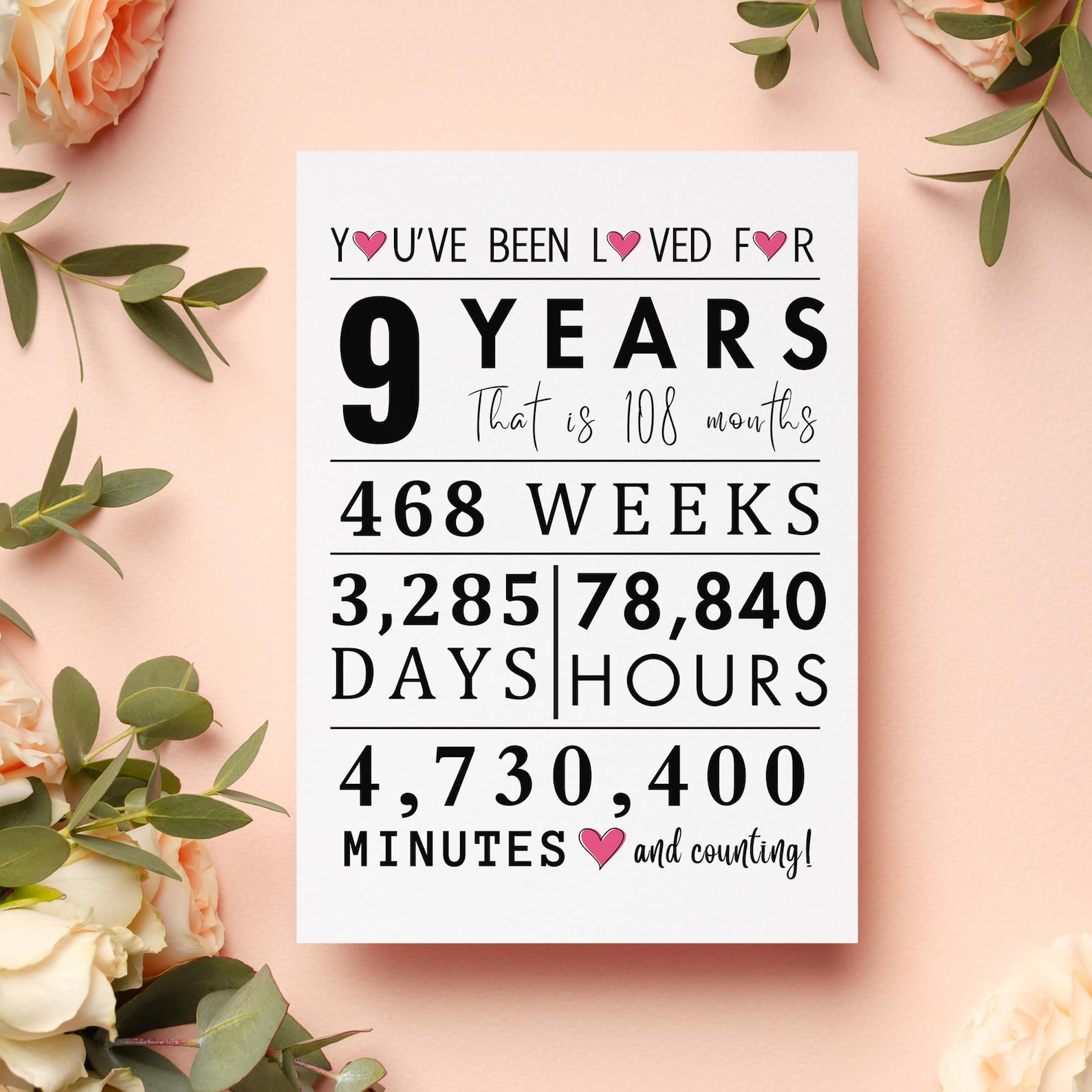 9th Birthday Card, Printable Birthday Card, 9th Birthday Printable ...