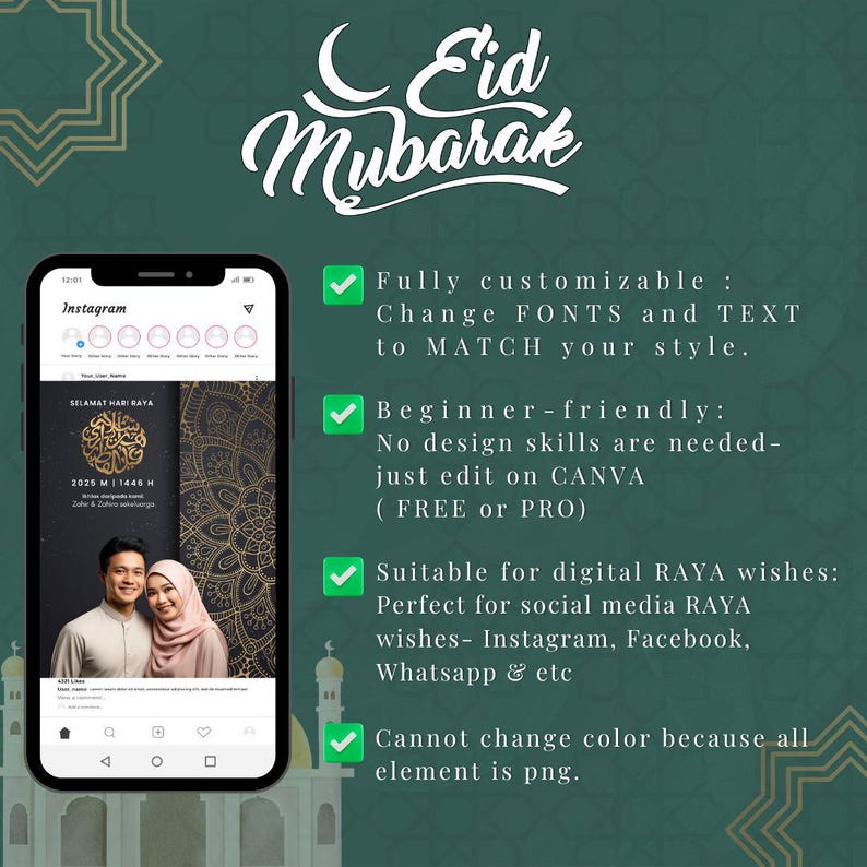 Editable CANVA Template Poster and Social Media for Hari Raya ...