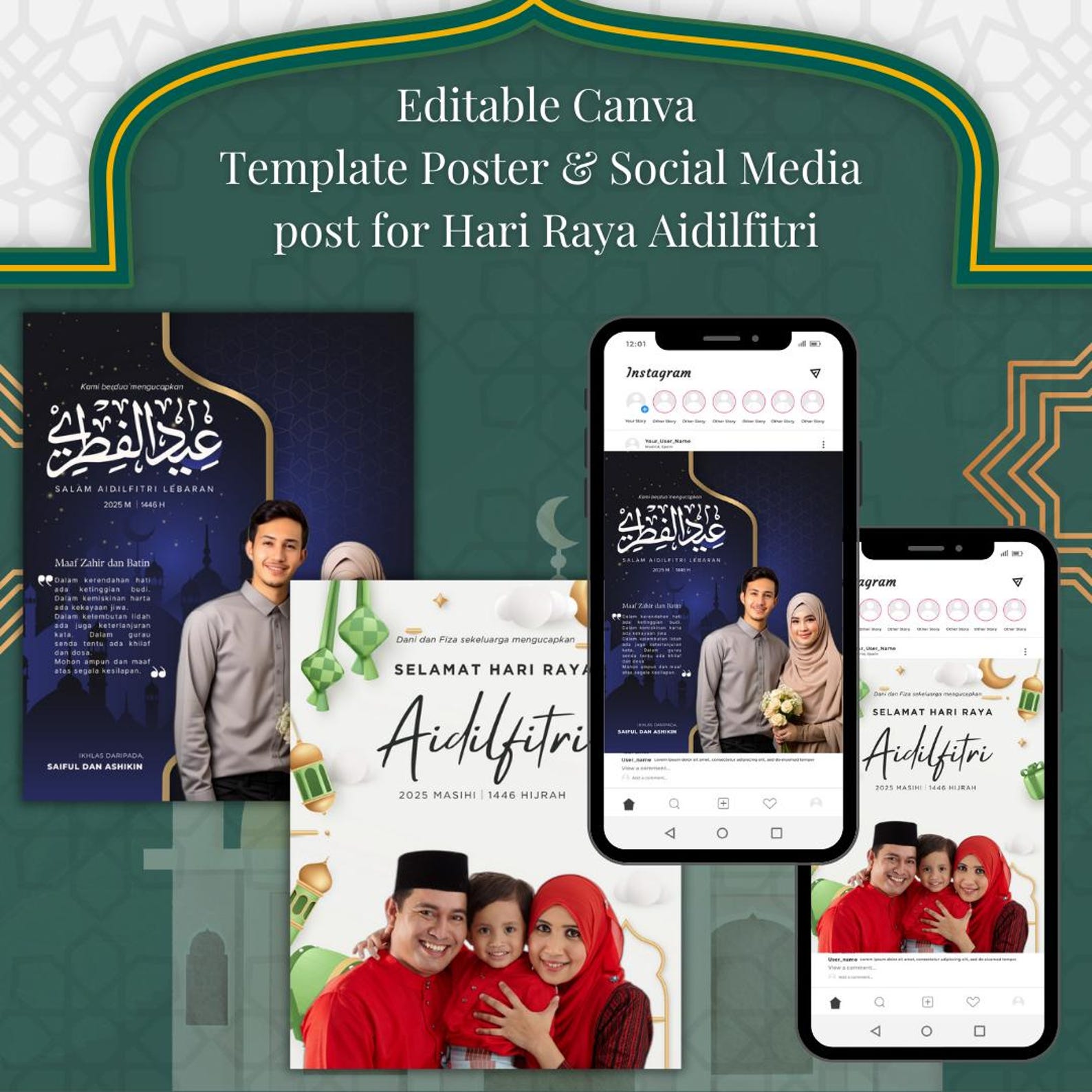 Editable CANVA Template Poster and Social Media for Hari Raya ...