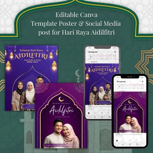 Editable CANVA Template Poster and Social Media for Hari Raya ...