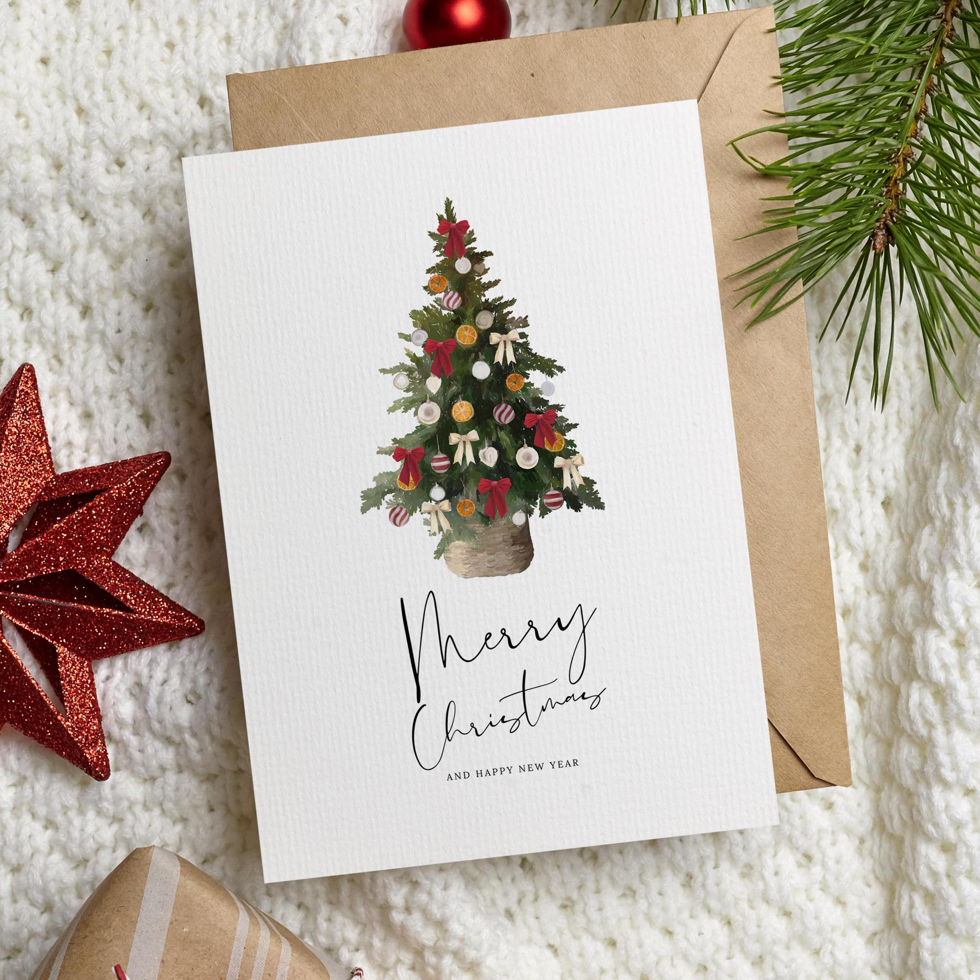 Floral Christmas Tree Card – Printable Holiday Card (digital Download ...