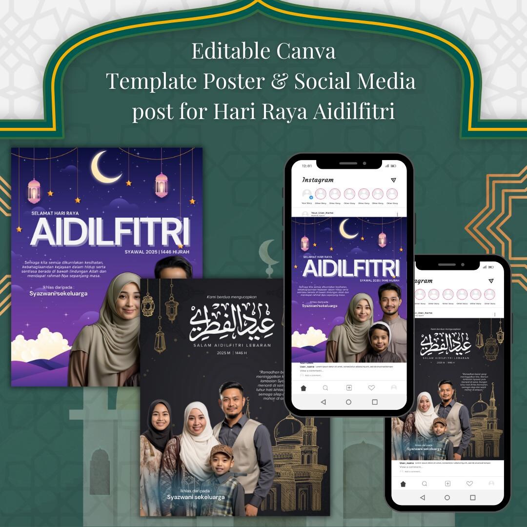 Editable CANVA Template Poster and Social Media for Hari Raya ...