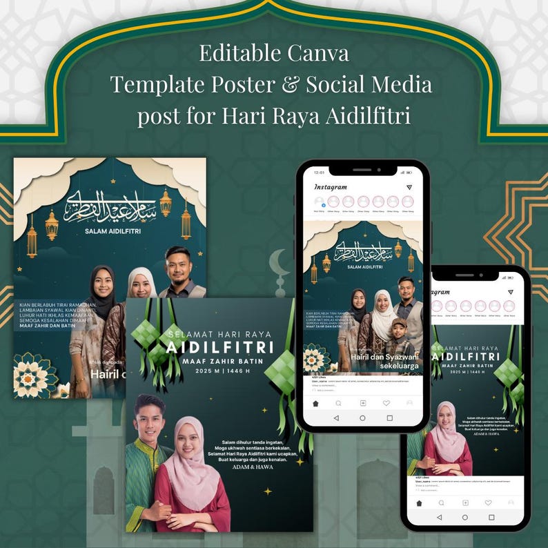 Editable CANVA Template Poster and Social Media for Hari Raya ...
