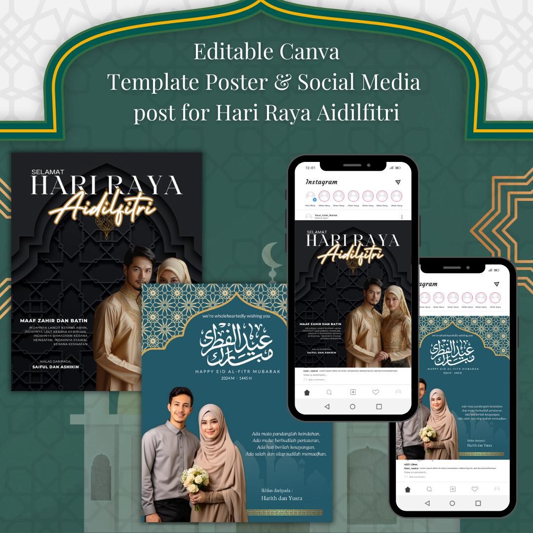 Editable CANVA Template Poster and Social Media for Hari Raya ...