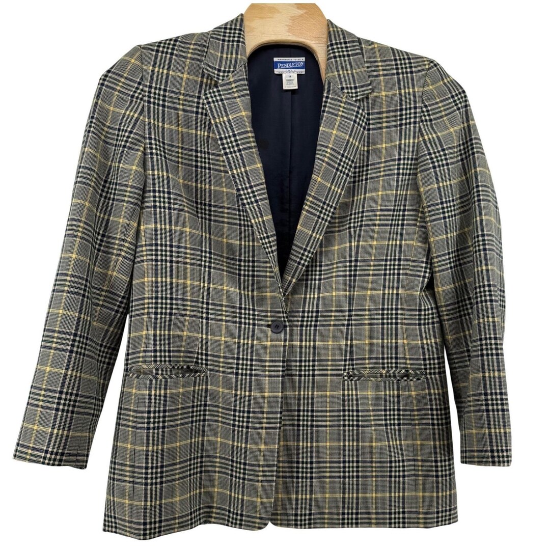 Vintage Pendleton Tall Tartan Plaid Blazer Jacket 100% Virgin Wool ...