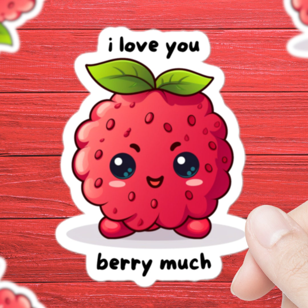 I Love You Berry Much Sticker Cute Berry Sticker Kawaii Food Sticker ...