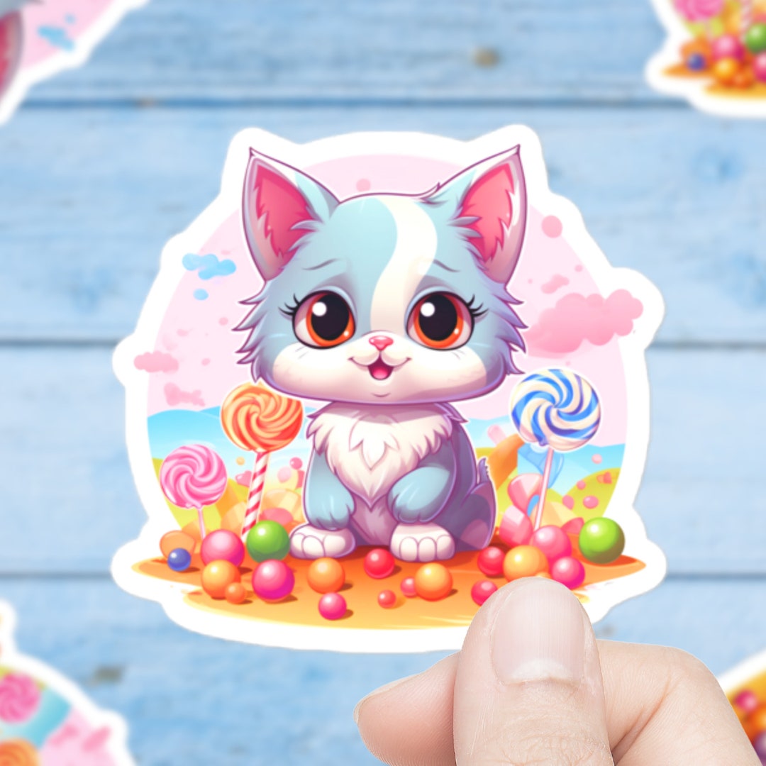 Candy Cat Sticker Candy Land Cute Cat Dessert Sticker Cat Sticker ...