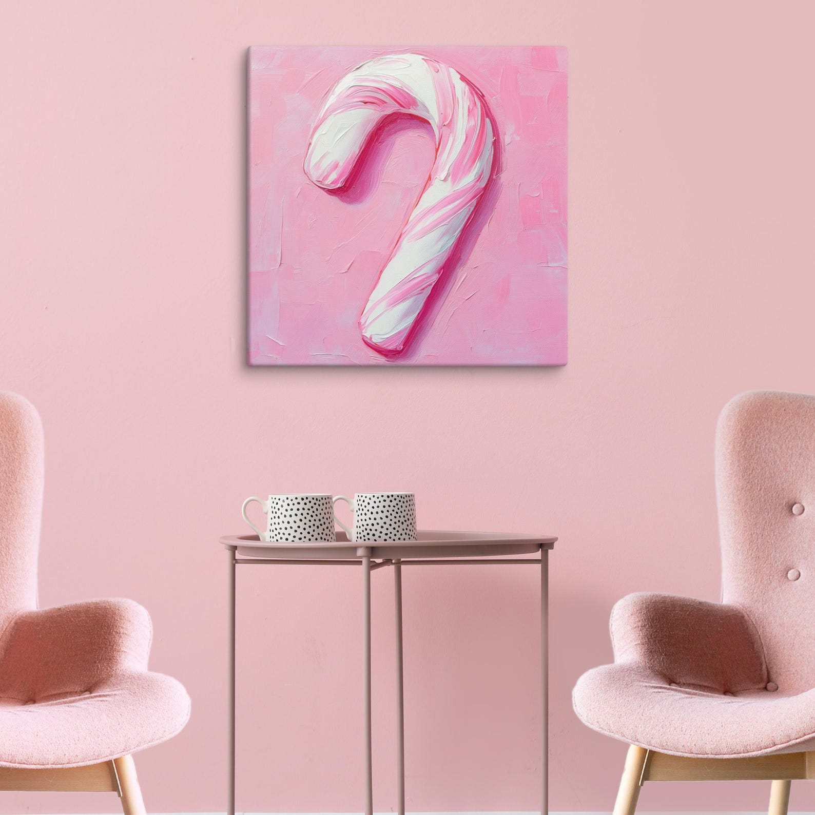 Pink Candy Cane Wall Art | Canvas Painting Print | Pink Wall Art | Cute ...