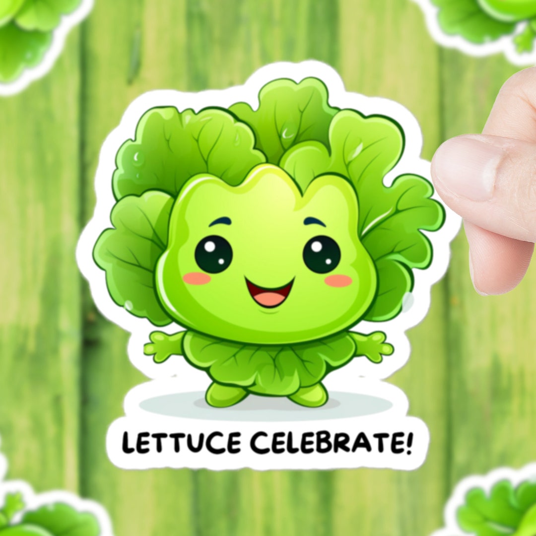 Lettuce Celebrate Sticker | Cute Lettuce Juice | Cute Vegetable Sticker ...