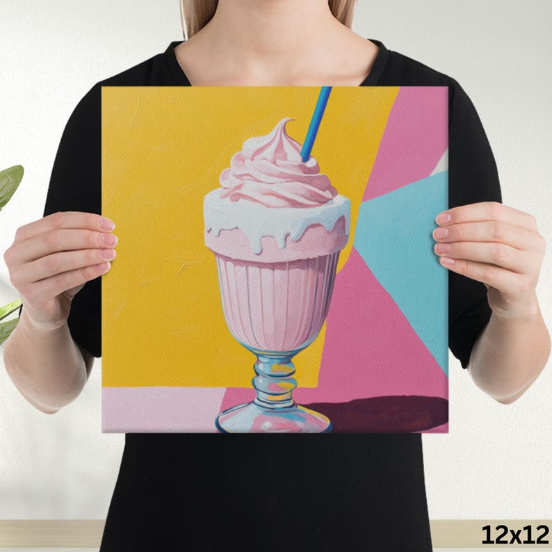 Milkshake Canvas Print | Milkshake Wall Art | Diner Decor | Diner Wall ...