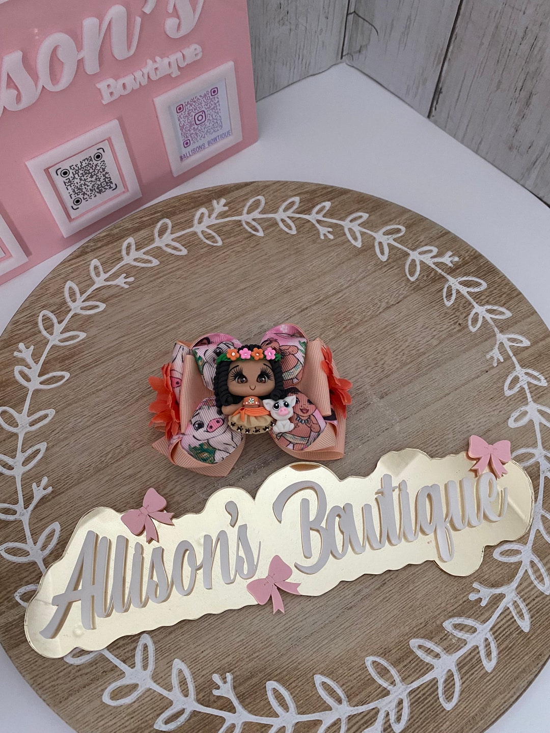 Moana Hair Bow ,moana Inspired,moana and Pua ,girl and Pig , Island Pig ...