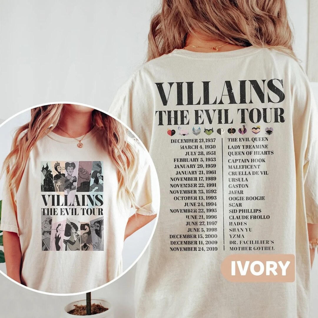 Two-sided Vintage Disney Villains Evil Tour Shirt Disney - Etsy