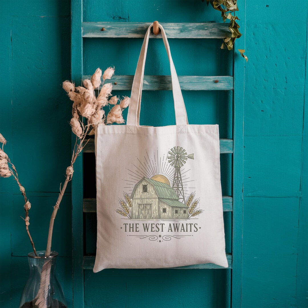 Western Farmhouse Barn Tote Bag Rustic Country Ranch Style Eco Cotton ...