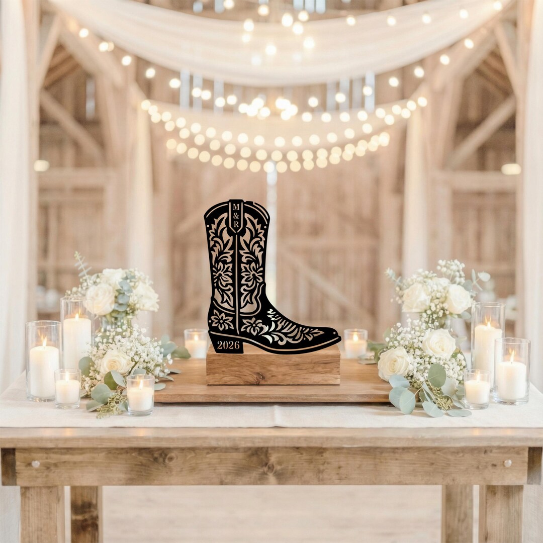 Custom Wedding Sign Gift Metal Western Art Boot Sign Personalized ...