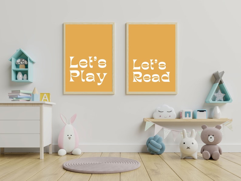 Lets Play, Lets Read, Reading Printable, Playroom Art, Playroom Prints ...